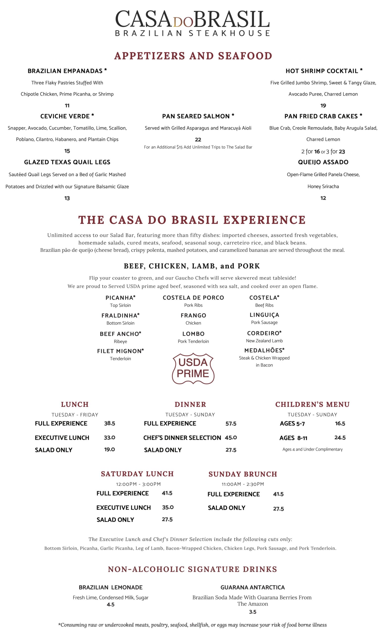 College Station Menu - Casa do Brasil