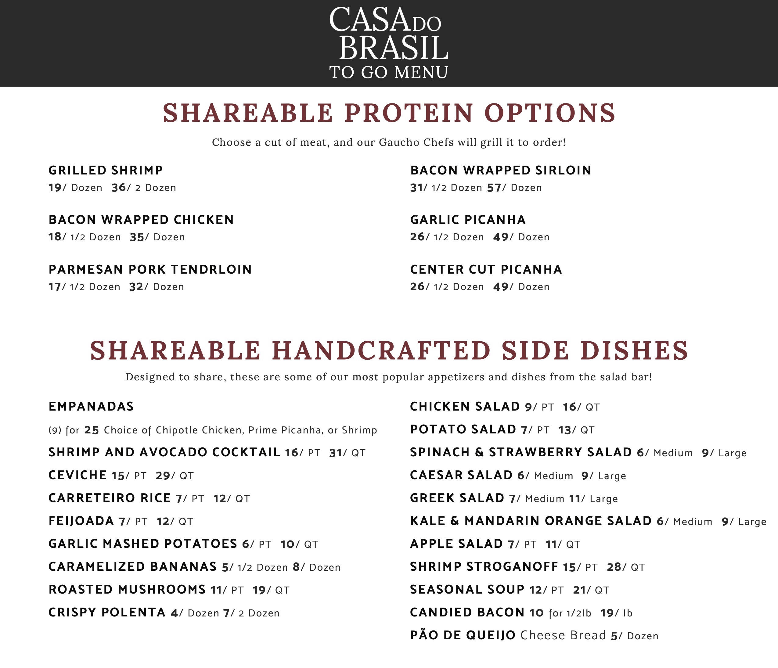 Dine To Go from Casa do Brasil | College Station, TX
