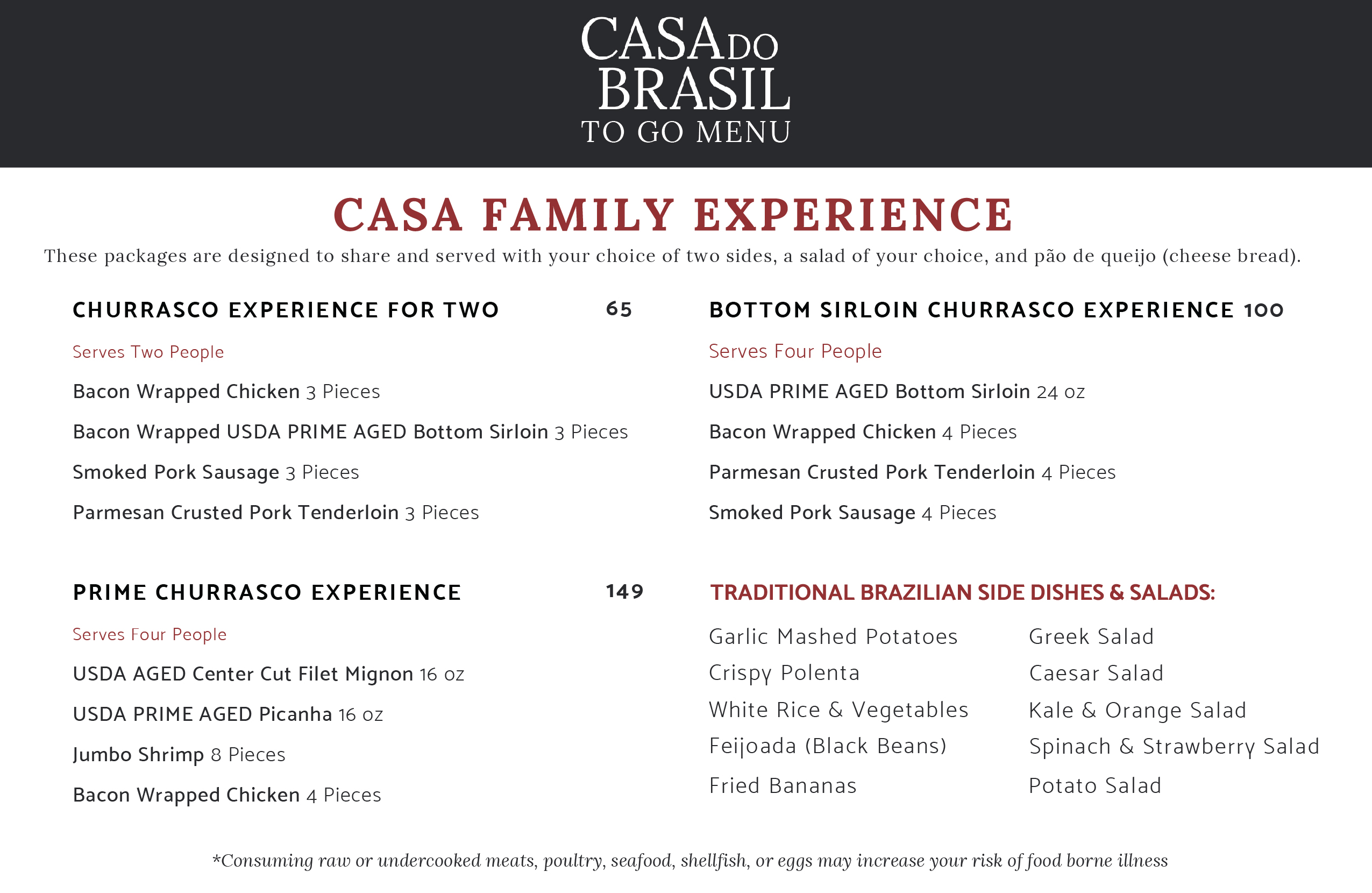 To-Go Menu - Austin, TX - Casa do Brasil