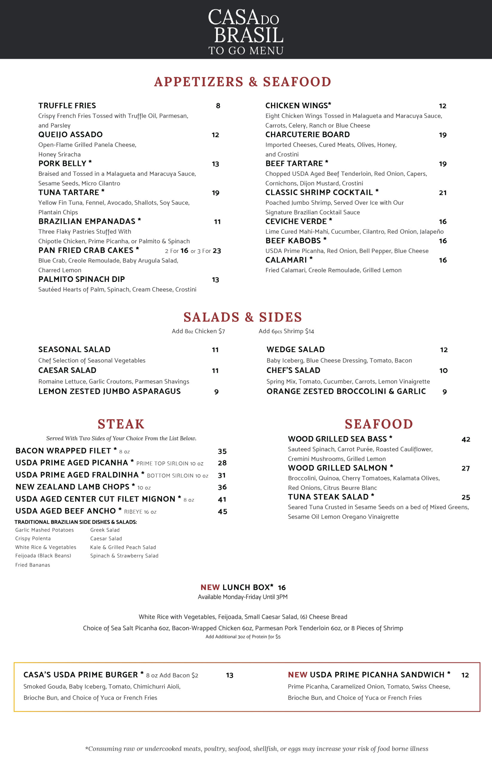 To-Go Menu - Austin, TX - Casa do Brasil