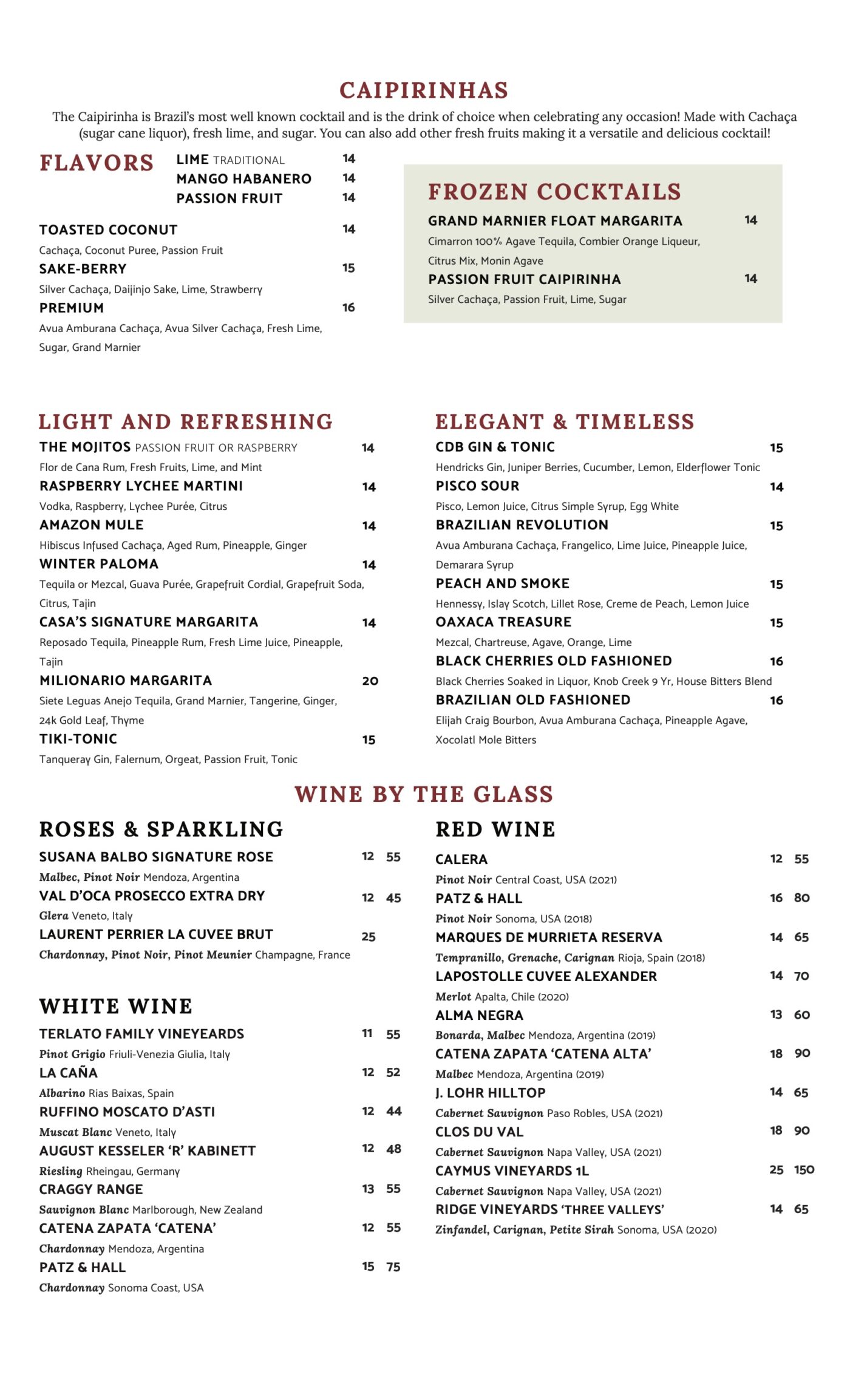 Main Menu - Casa do Brasil in Austin, TX